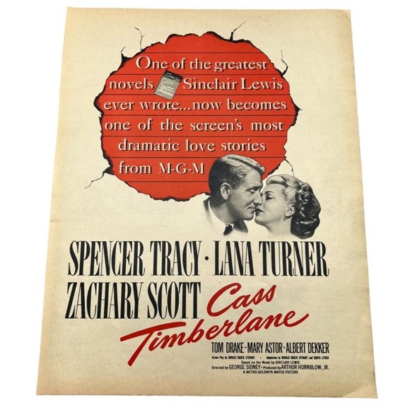 Art | Vintage 1948 Cass Timberlane Movie Print Ad Tom Drake Mary Astor ...